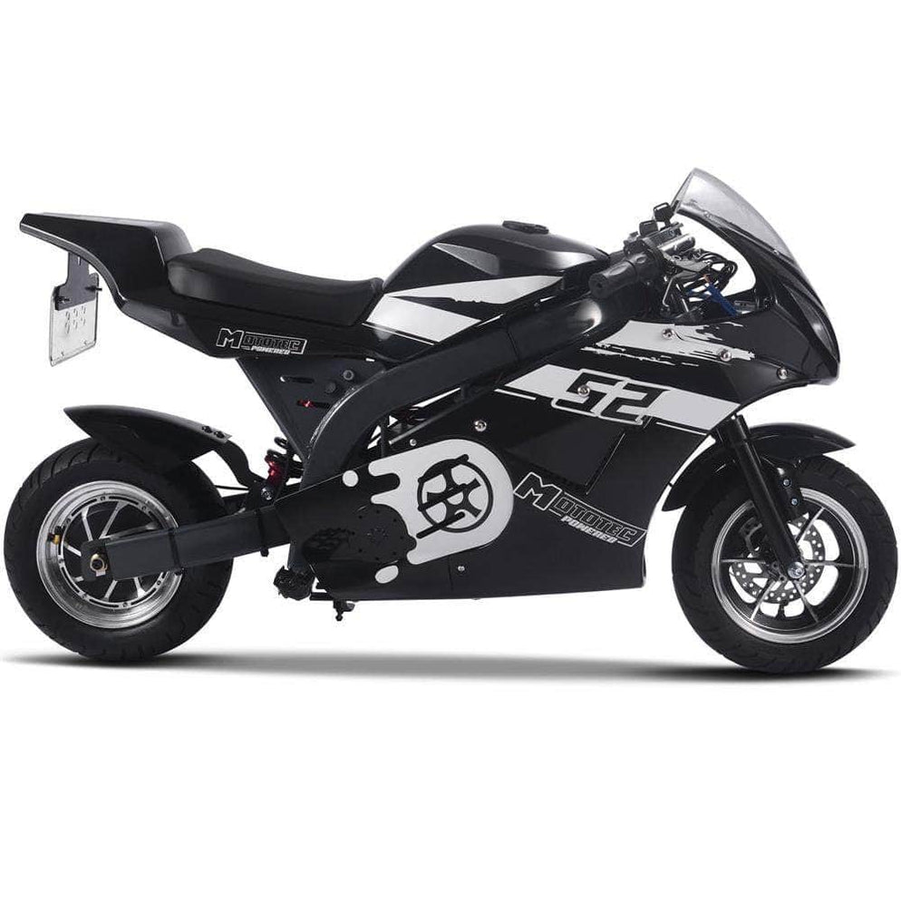 MotoTec 48v 1000w Electric Superbike Black, front and rear suspension ...