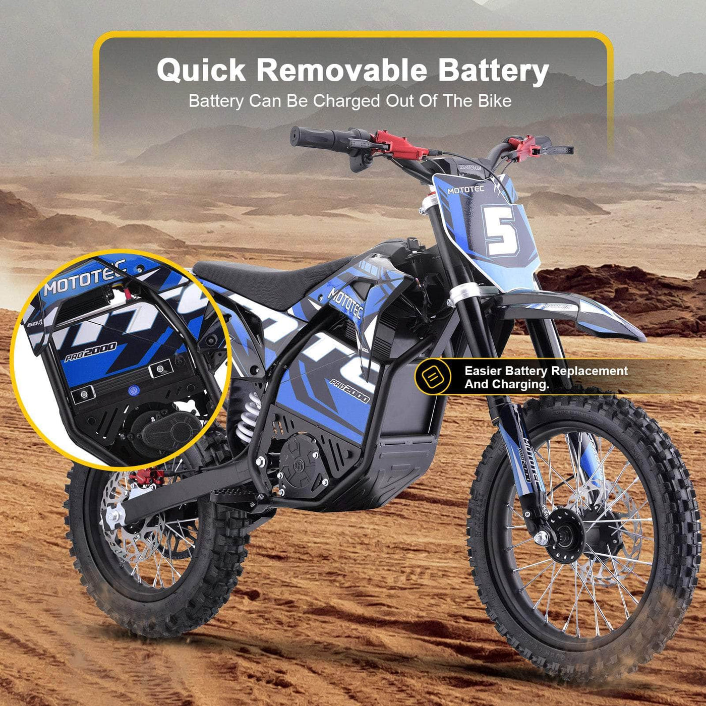 Mototec 60V Pro Electric Dirt Bike 2000W Lithium (HP115E)- 100% Financ ...